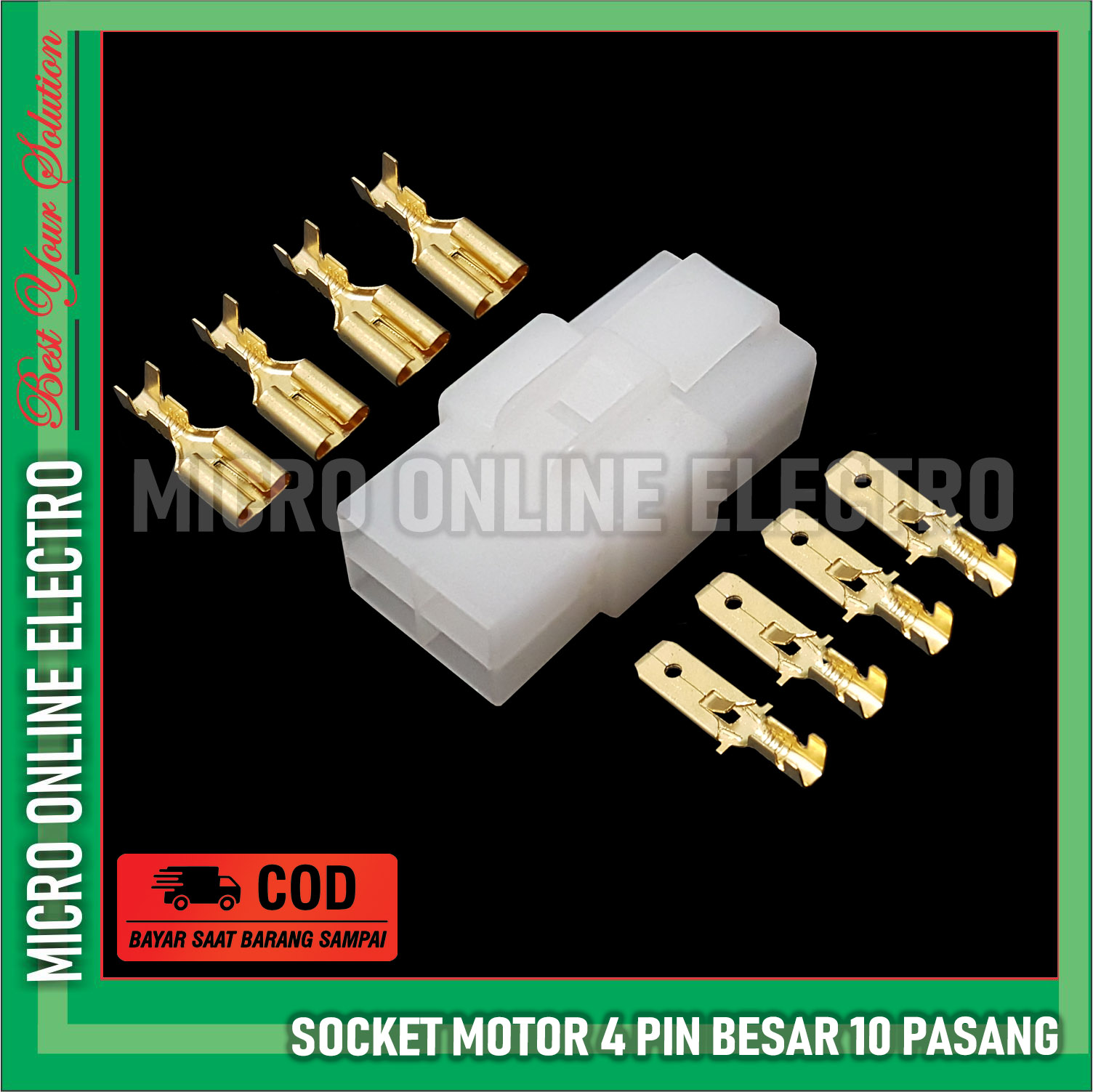Socket 4 Pin Besar + Skun 10 Pasang / Soket Motor / Konektor Motor ...