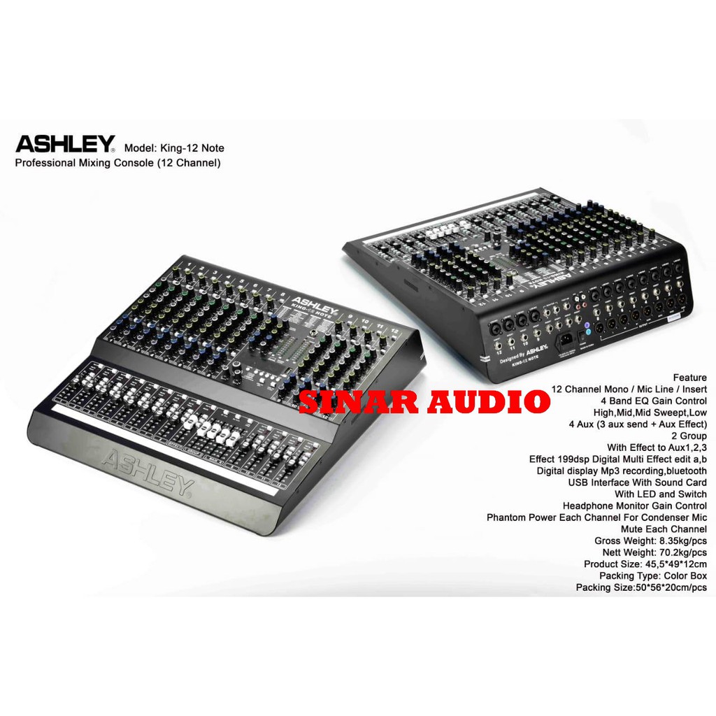Mixer ashley king 12 note original mixer 12 channel bluetooth usb ...