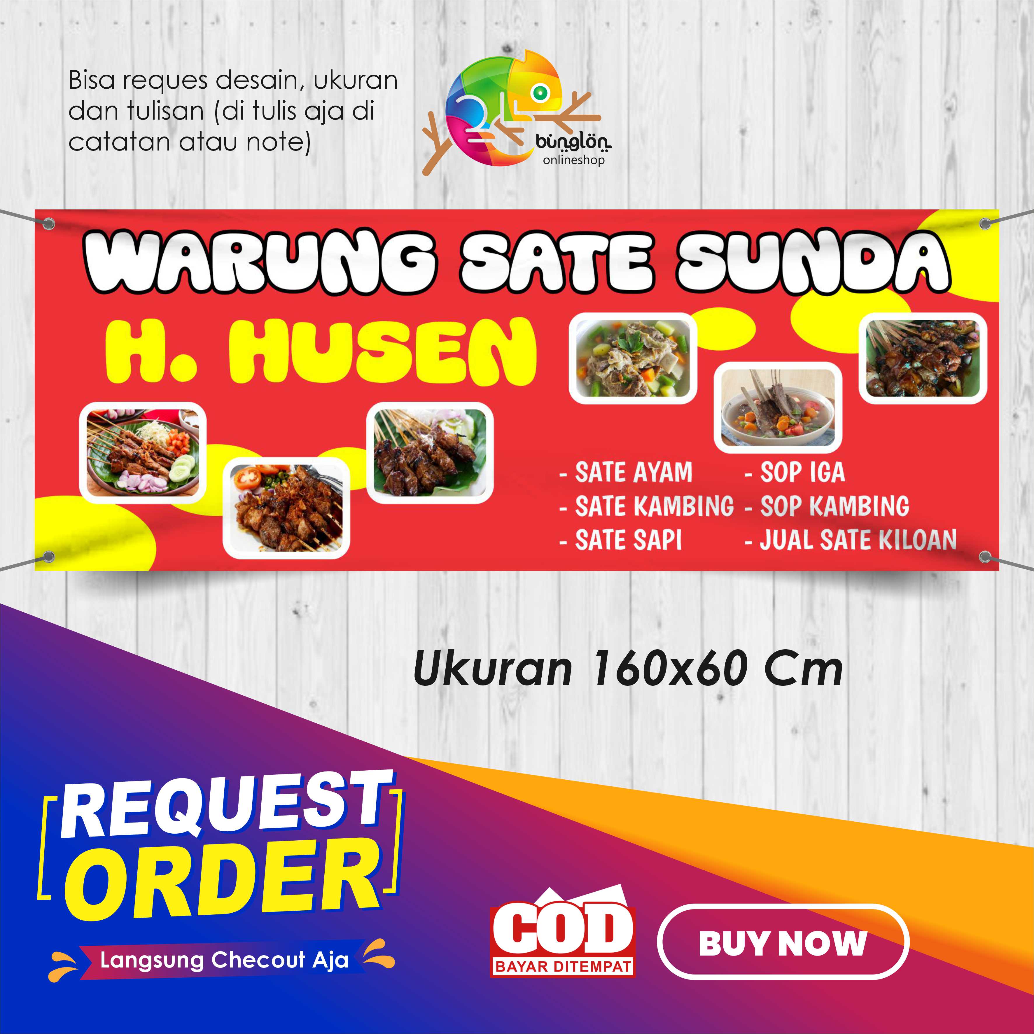 Spanduk Banner 160x60 Warung Sate Sunda Custom Desain | Lazada Indonesia