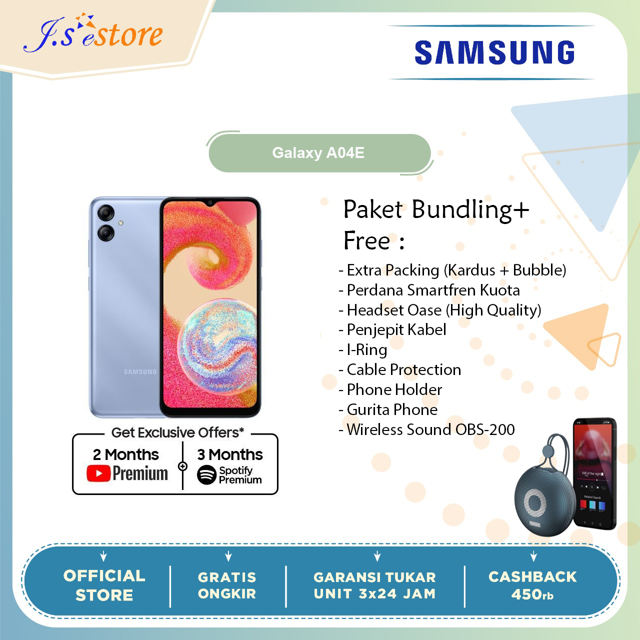 Samsung Galaxy A04E 3/32GB Android 12, One UI Core 4.1, Garansi Resmi ...