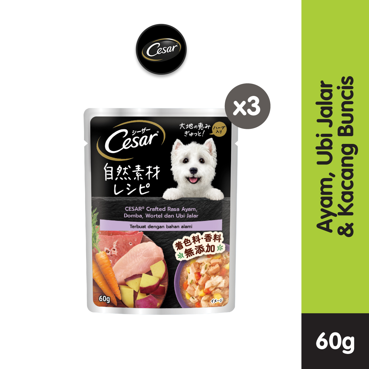 Cesar Makanan Anjing Basah Pouch 60 gr - Isi 3 | Lazada Indonesia