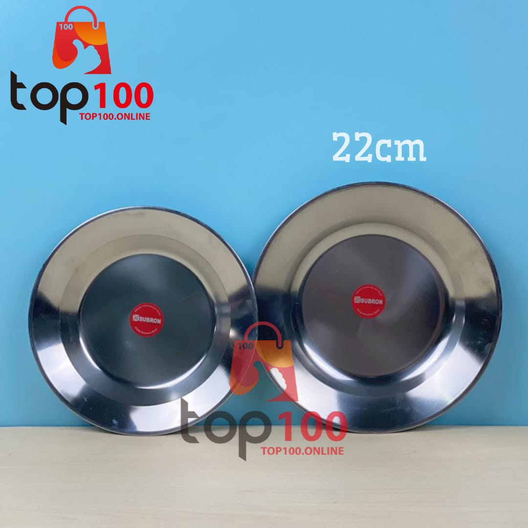 TOP100 - Piring Makan Stainless Steel Bulat Wadah Saji Makanan Dinner ...