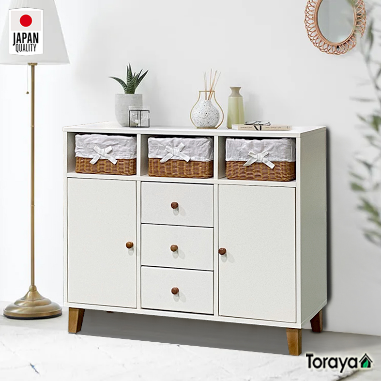 TORAYA Lemari Kabinet Bupet Kayu Minimalis Modern Wing-Wide Putih ...
