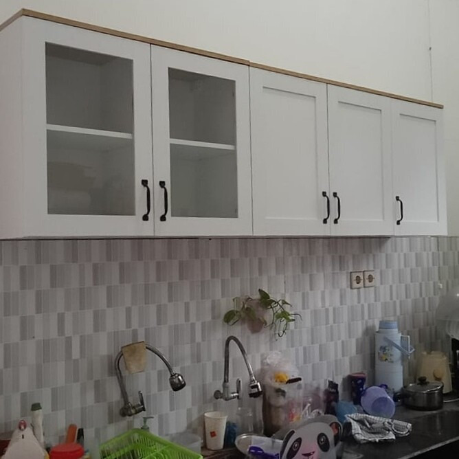 Lemari Dapur Kitchen Set Atas Gantung 5 Pintu Putih Lebar 2 Meter ...