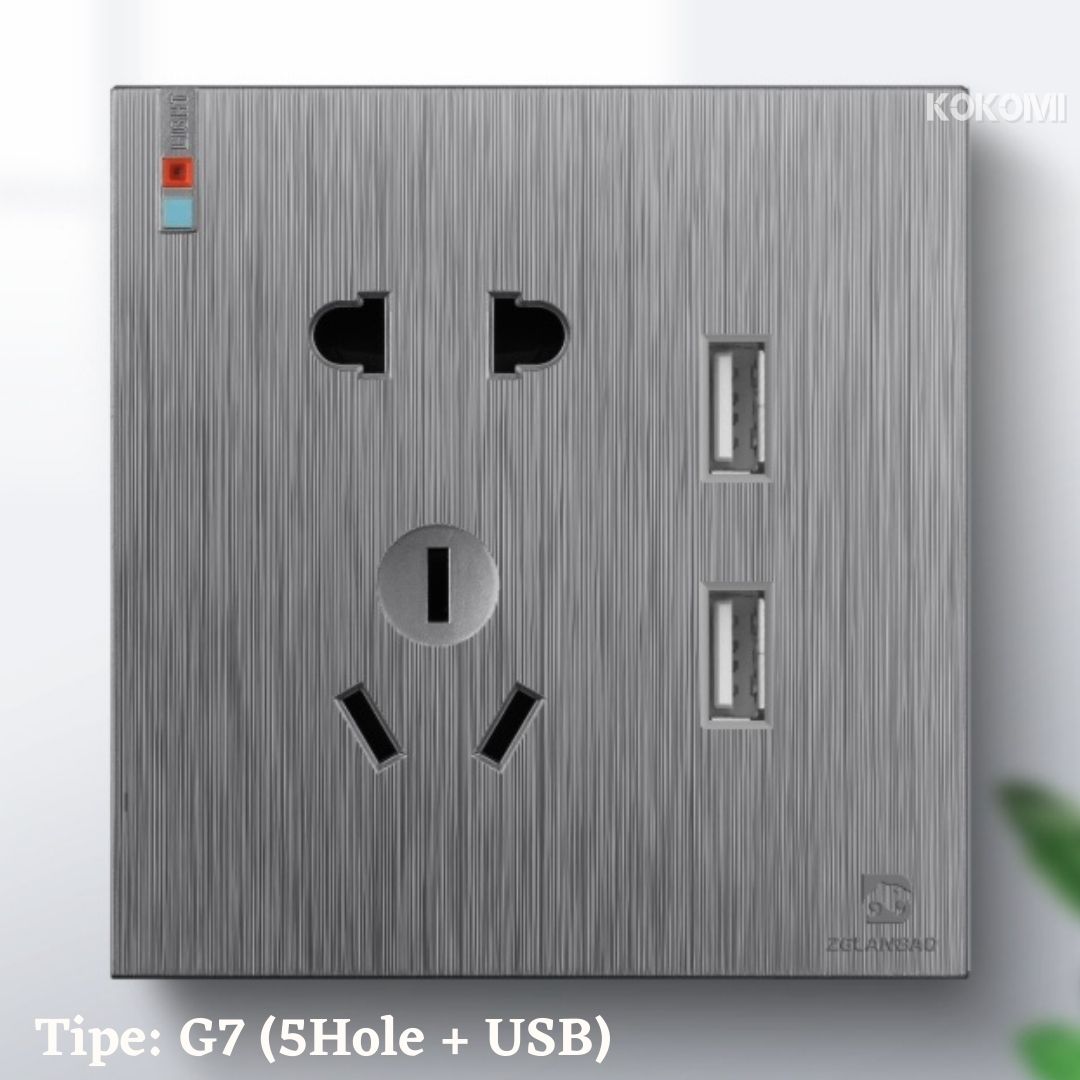 Kokomi Saklar Dinding SILVER Wall Socket Golden Brushed 1/2/3 Gang 1 ...