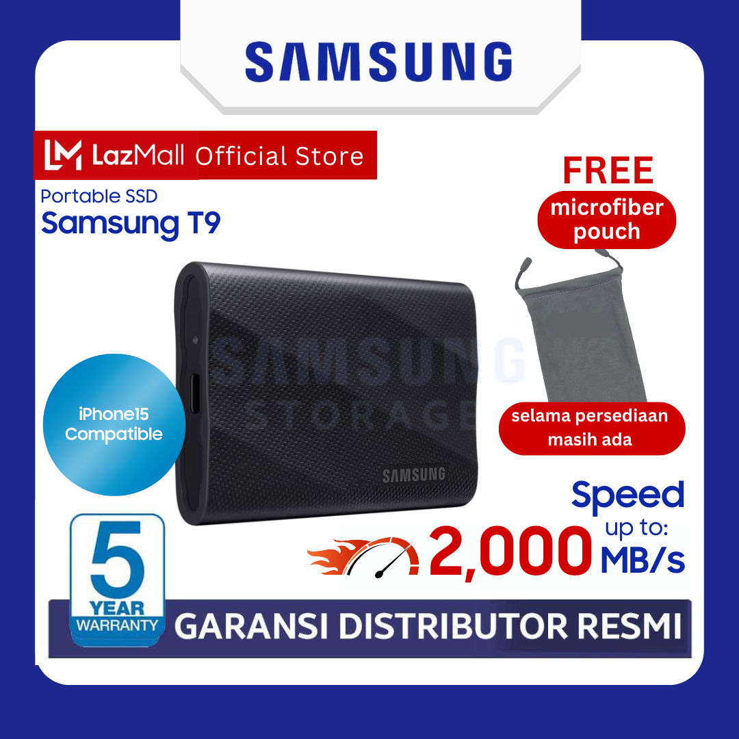 Samsung SSD T9 Portable SSD External 1TB 2TB 4TB Eksternal Garansi 5th ...