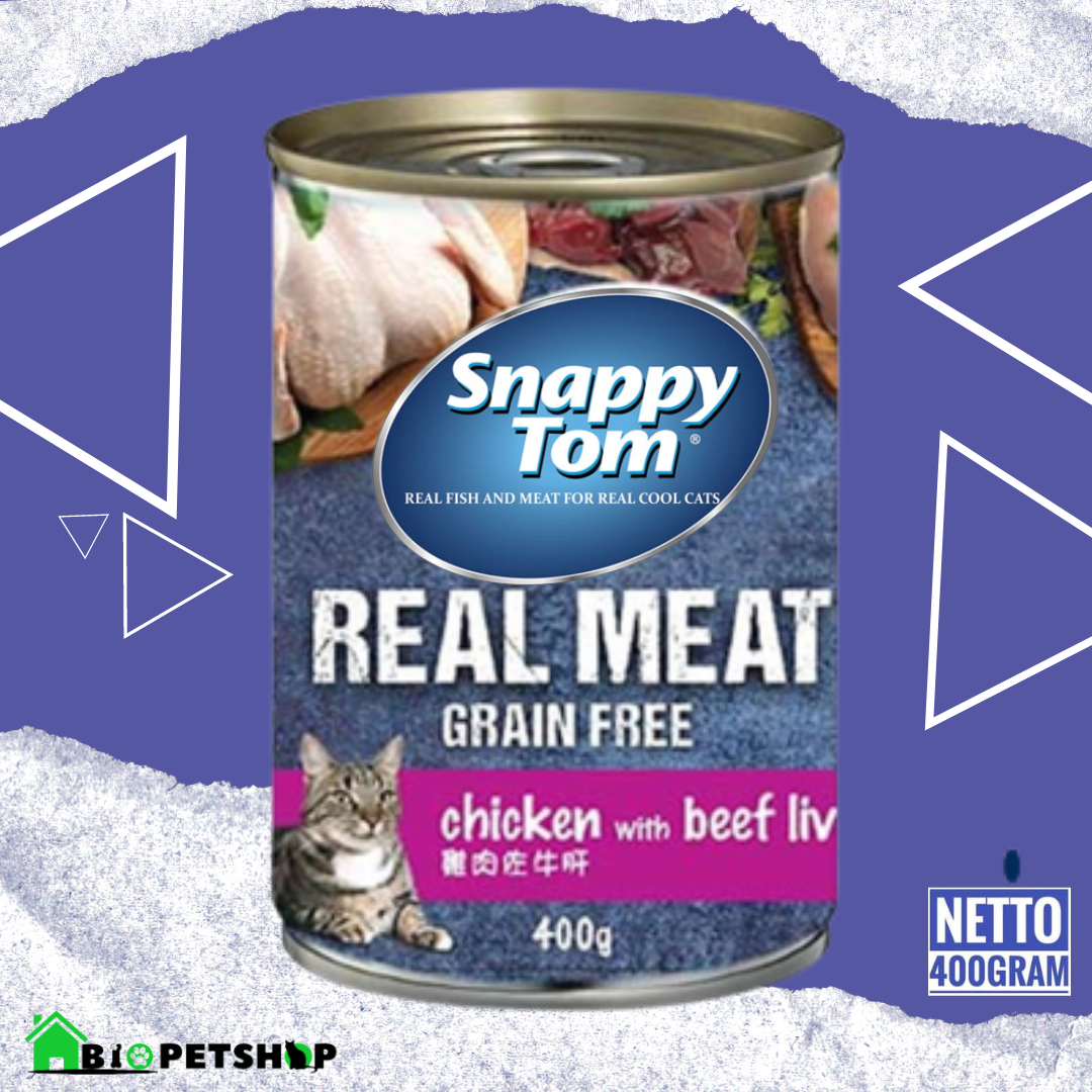 Snappy Tom 400gr Kaleng Chicken with Beef Liver Makanan Kucing Basah ...