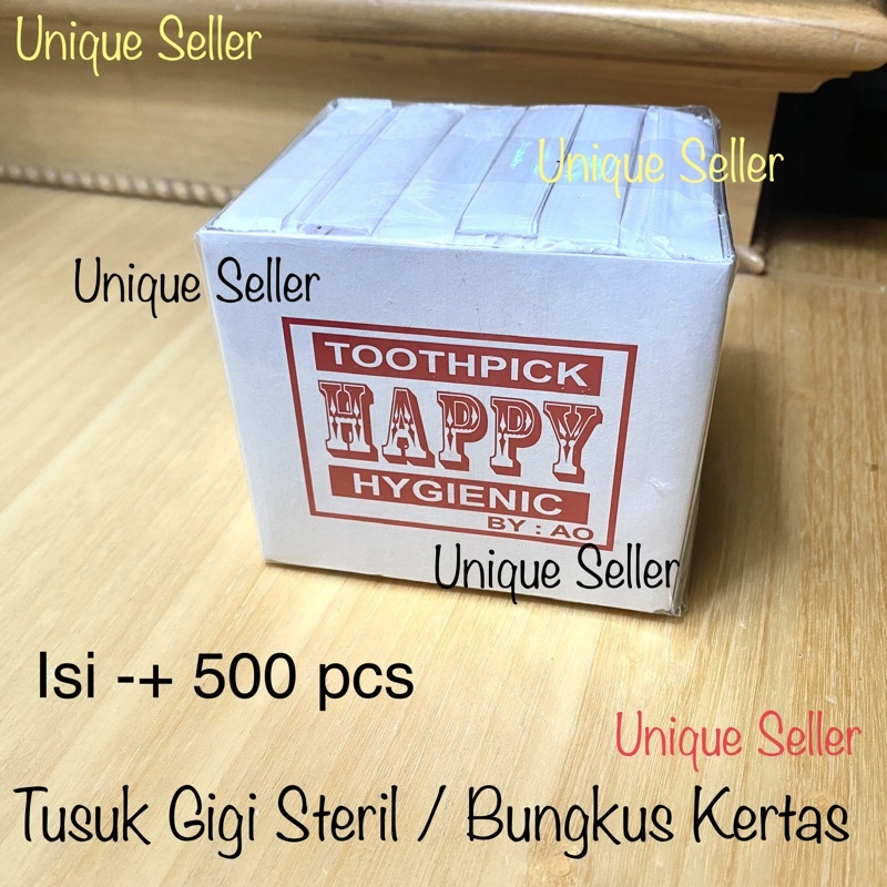 Tusuk Gigi Steril Happy isi 500 / Tusuk Gigi Bungkus Kertas isi 500 ...