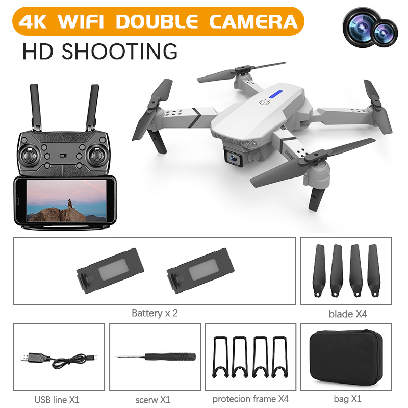 RC Drone E99 K3 Pro 4K Dual Kamera Avoid Obstacles WIFI FPV Fotografi ...
