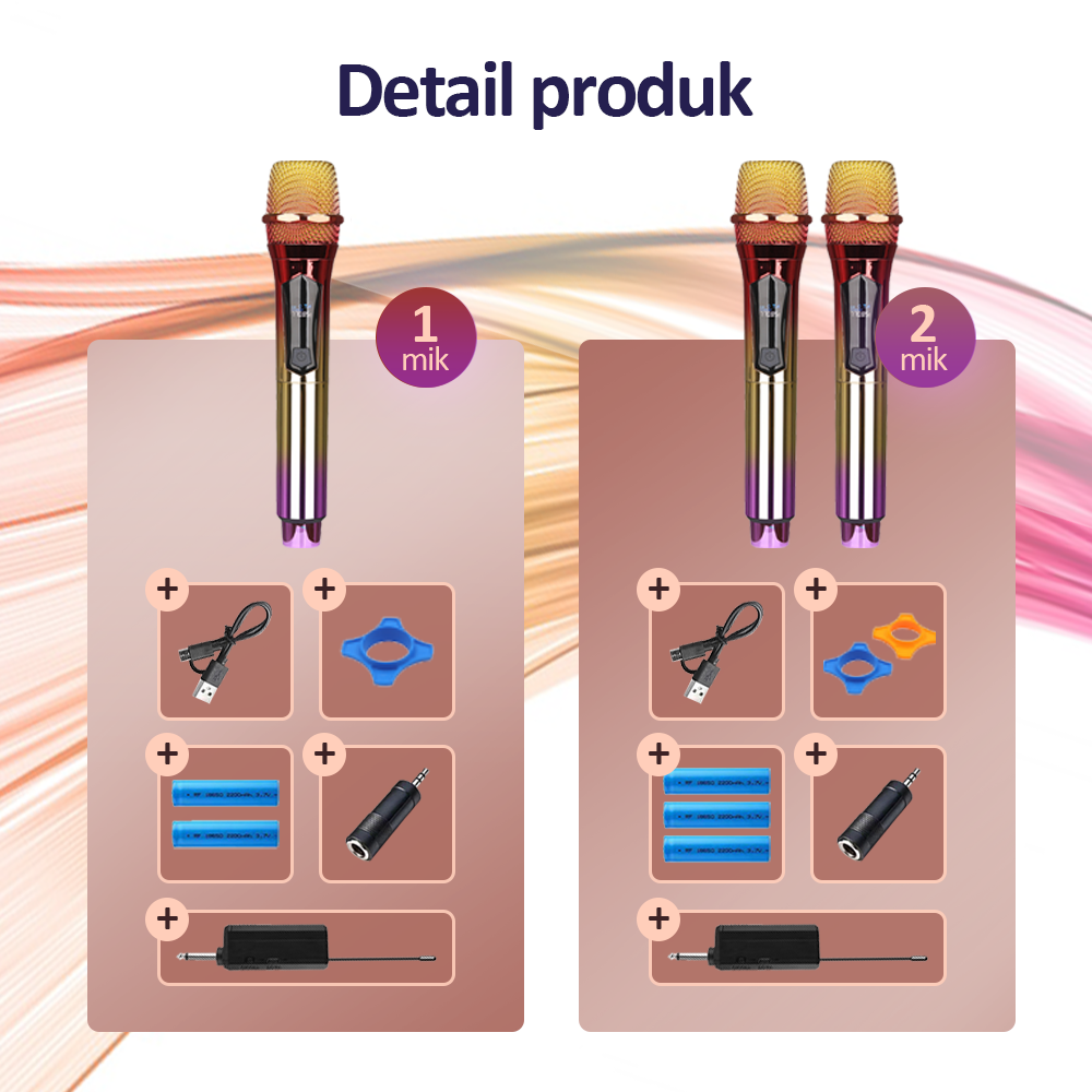 Bonkyo 【Ready+Bisa COD】Mic Wireless/Microphone/Mic double (Batrei dapat ...