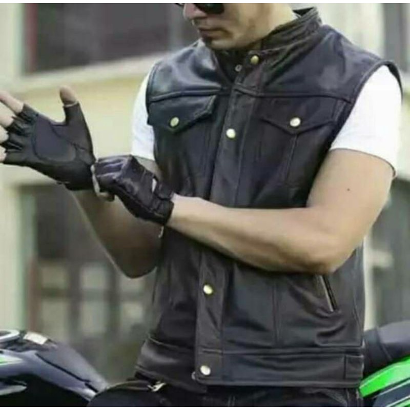 ROMPI KULIT VEST KULIT SINTETIS BIKERS SUNMORI RIDER TOURING MOGE ...