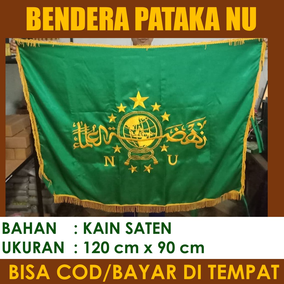 PROMO BENDERA NU - BENDERA PATAKA NU Bordir Rumbai Emas - Bendera ...
