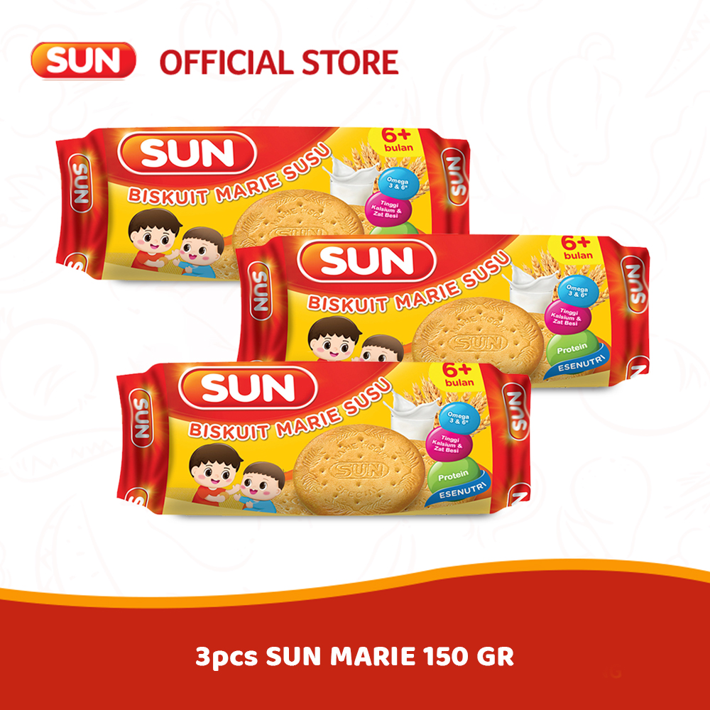 3 Pcs - SUN Biskuit Marie 150 Gr | Lazada Indonesia