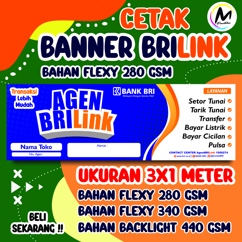 Cetak Banner Cetak Spanduk BriLink Ukuran 3x1 meter | Lazada Indonesia