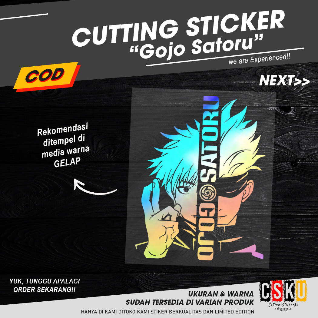 Gojo Satoru Cutting Sticker Variasi Motor Mobil Timbul Nyala Sticker ...
