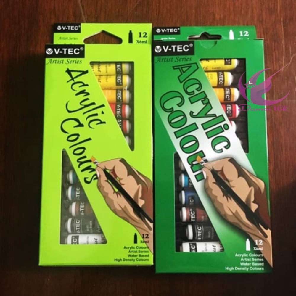 V-TEC Acrylic SET 12 warna 6ml - VTEC AKRILIK SET 12 - Cat Akrilik ...