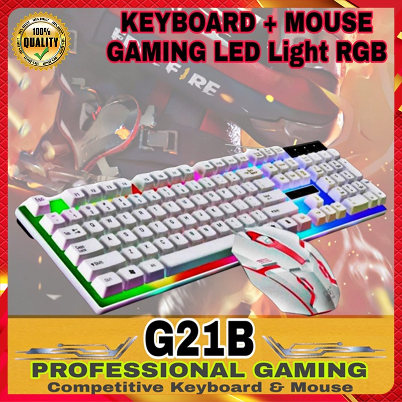 Mouse Keyboard Gaming SET Kabel G21B Mechanical Led RGB Keyboard Laptop ...