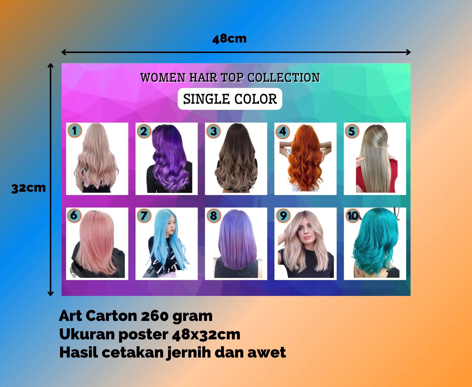 Hiasan Dinding / Poster Model Potongan Rambut Cewek Single Color ...