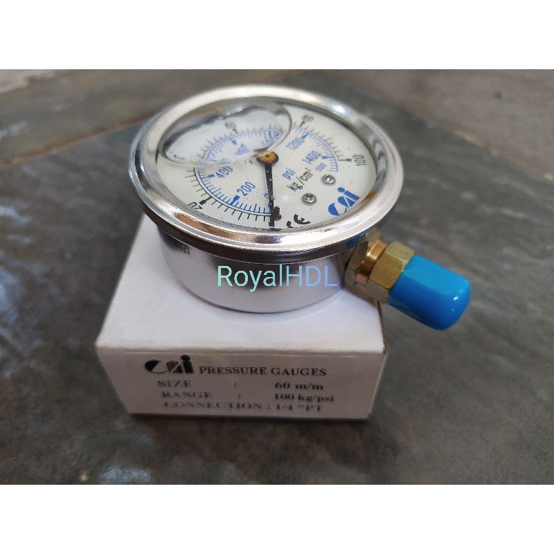 pressure gauge manometer raket 100bar 2,5inch stainless CAI pengukur ...