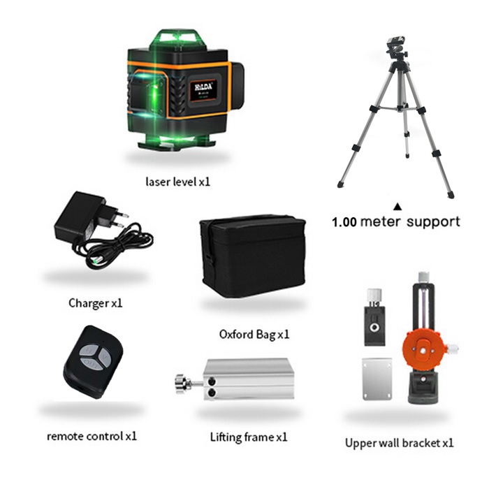 Alat Level Laser sinar hijau Self Leveling Laser 4D 16 garis-Leveling ...