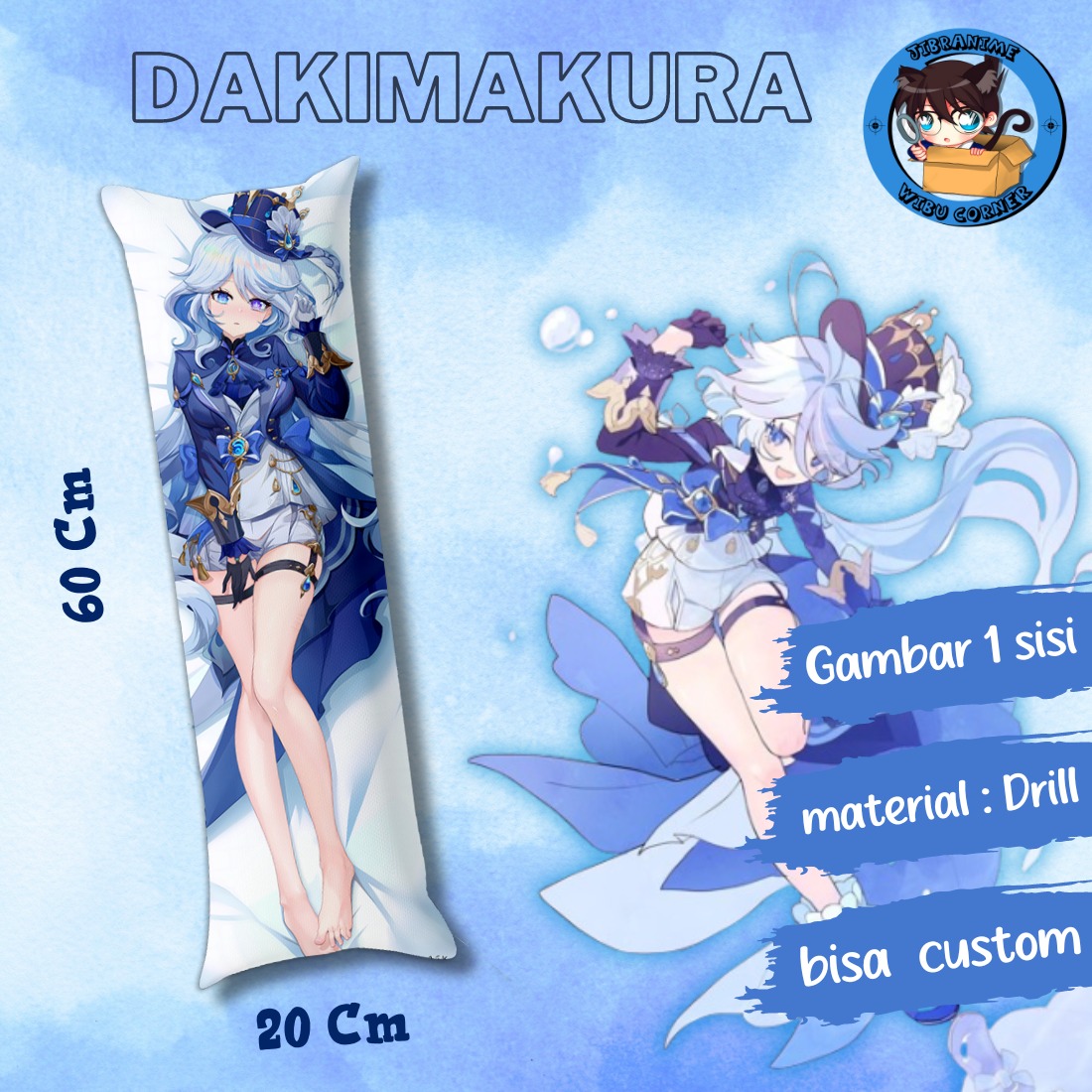 dakimakura anime furina genshin impact / guling ukuran 20x60 cm anime ...