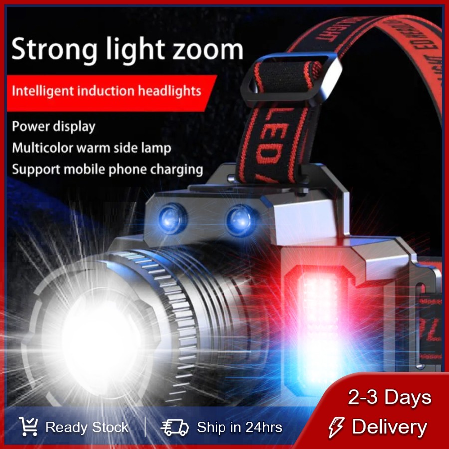 Anbolt Lampu Senter Kepala Zoom 5000 Lumens Super Terang | Lampu Kepala LED Cas F-T51 Headlamp ...