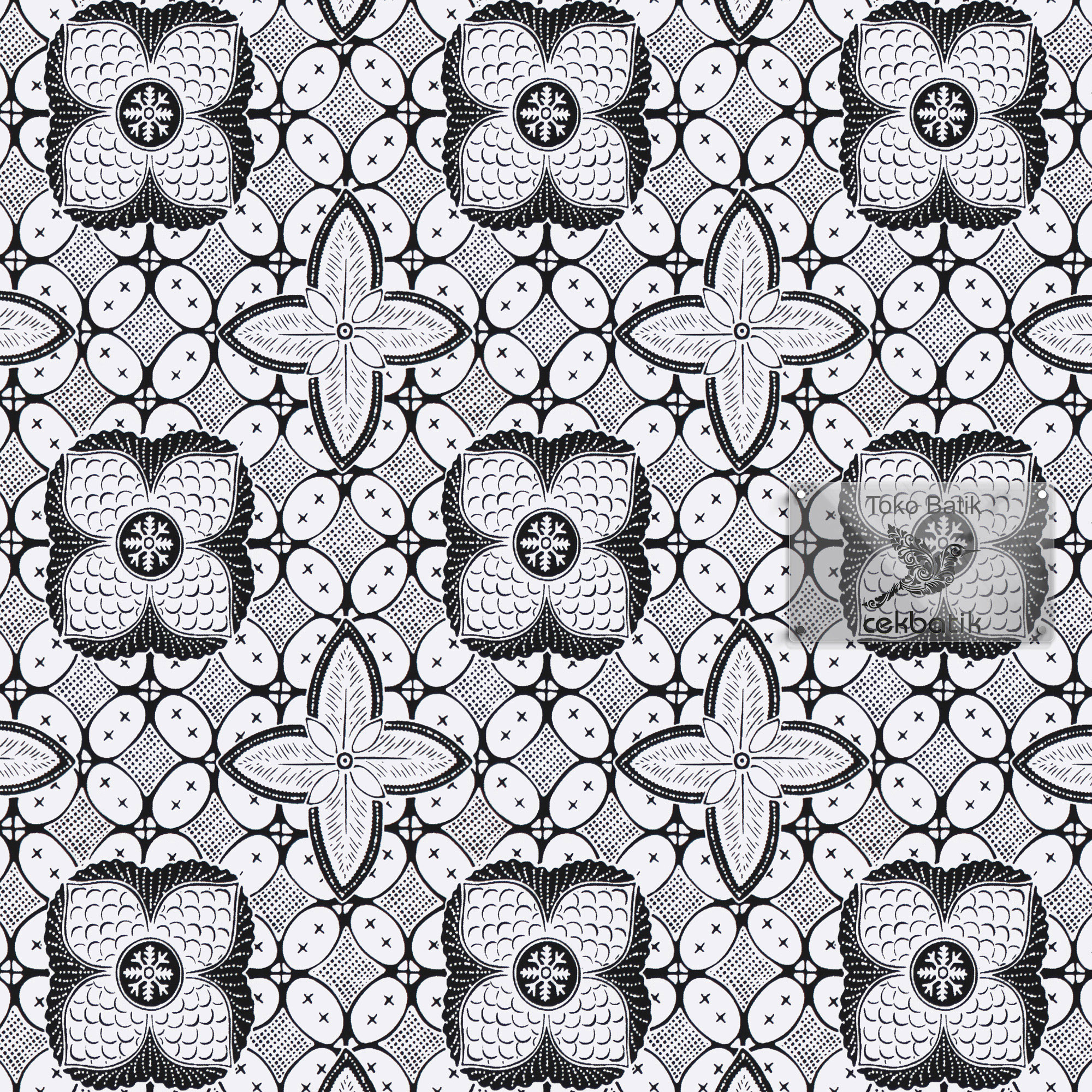 kain batik - Motif Batik Klasik Hitam Putih V11 (Ukuran 2 Meter Lebih ...