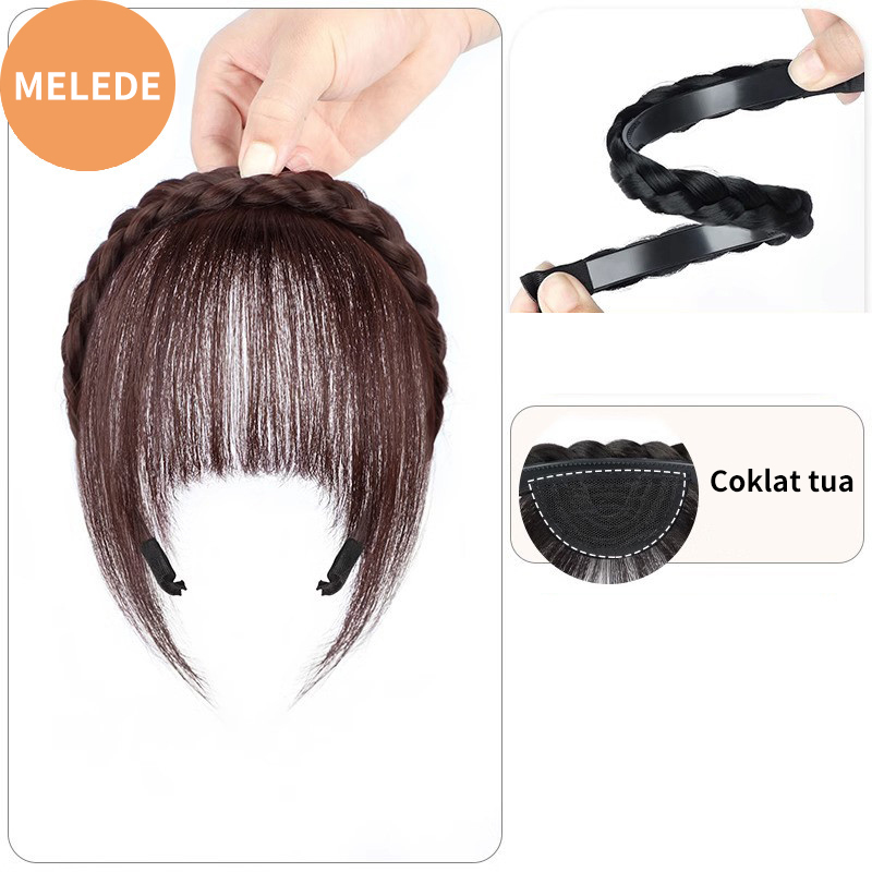 MELEDE Wig Poni Rambut Palsu Model Tulang Ikan / Bando Kepang berponi ...