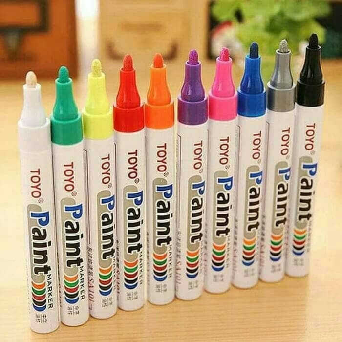 SPIDOL TULIS MERK BAN WARNA PUTIH MERAH HIJAU BIRU TOYO PAINT MARKER ...