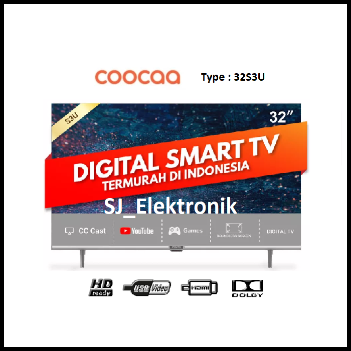 LED TV CooCaa 32 Inch 32S3U HD SmartTV DVB-T2 | Lazada Indonesia