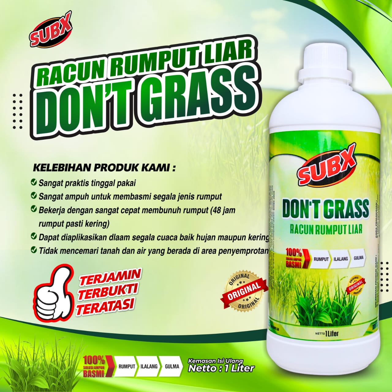 RACUN RUMPUT PALING AMPUH // ALANG ALANG // GULMA DLL 1 LITER/SIAP ...