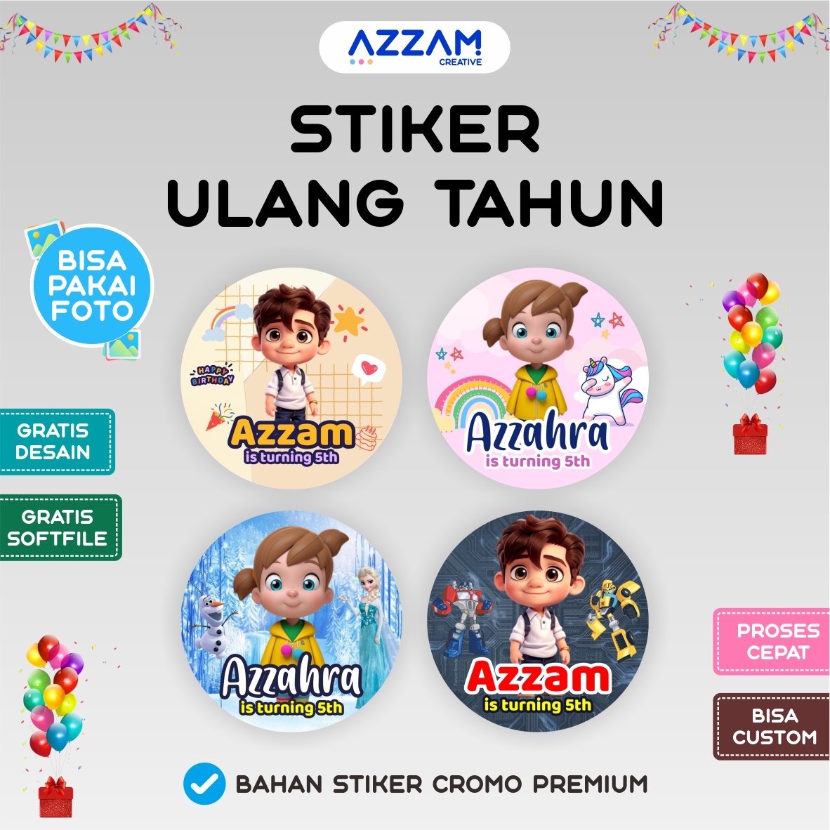STIKER ULANG TAHUN STIKER BIRTHDAY STICKER STIKER STICKER ULANG TAHUN ...