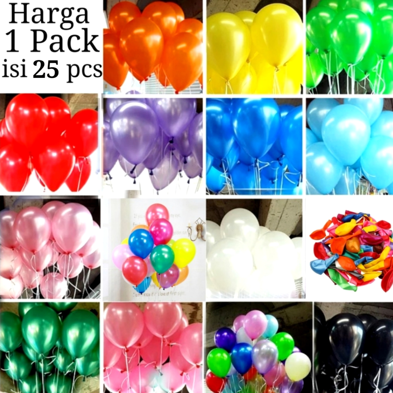 Balon Latex Metalik 1 Pack Isi 25 Pcs / Balon Metalik Per Pack / Balon ... Balon Latex Metalik 1 Pack Isi 25 Pcs / Balon Metalik Per Pack / Balon ...