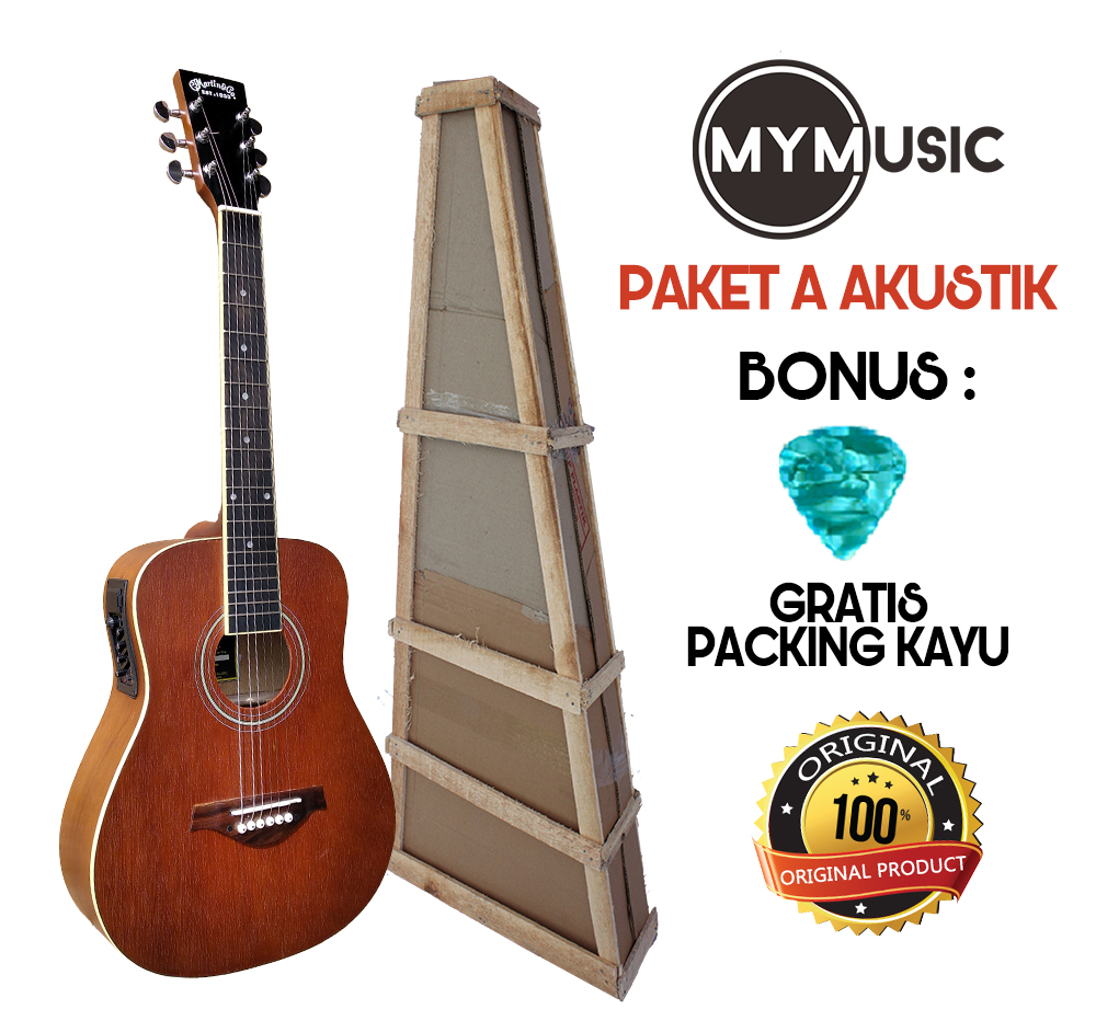 Gitar Akustik Elektrik Martin 3/4 Gratis Packing Kayu dan Bergaransi ...