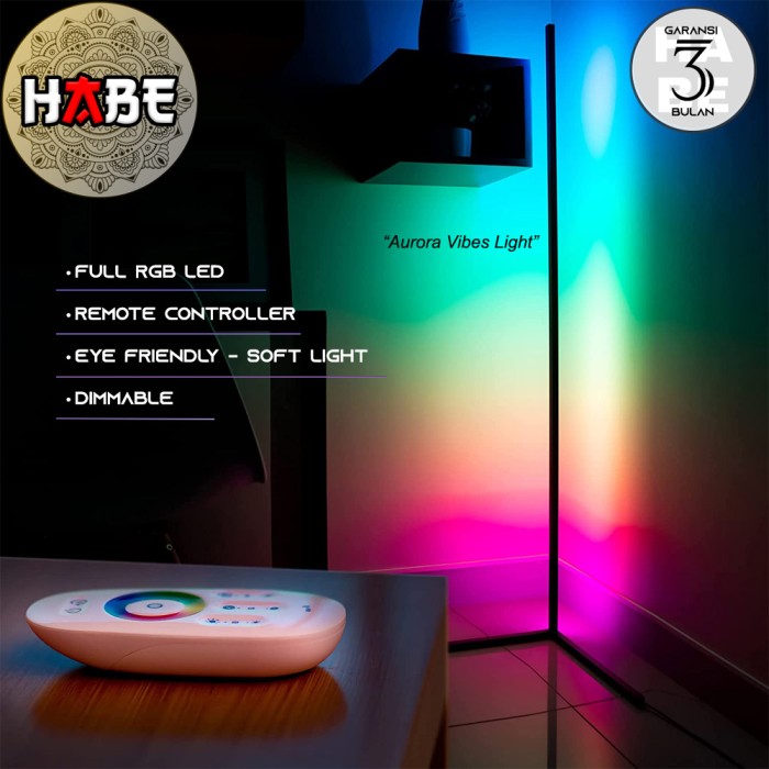 HABE RGB Standing Corner LED Aurora Vibe Light Lampu Hias Sudut ...