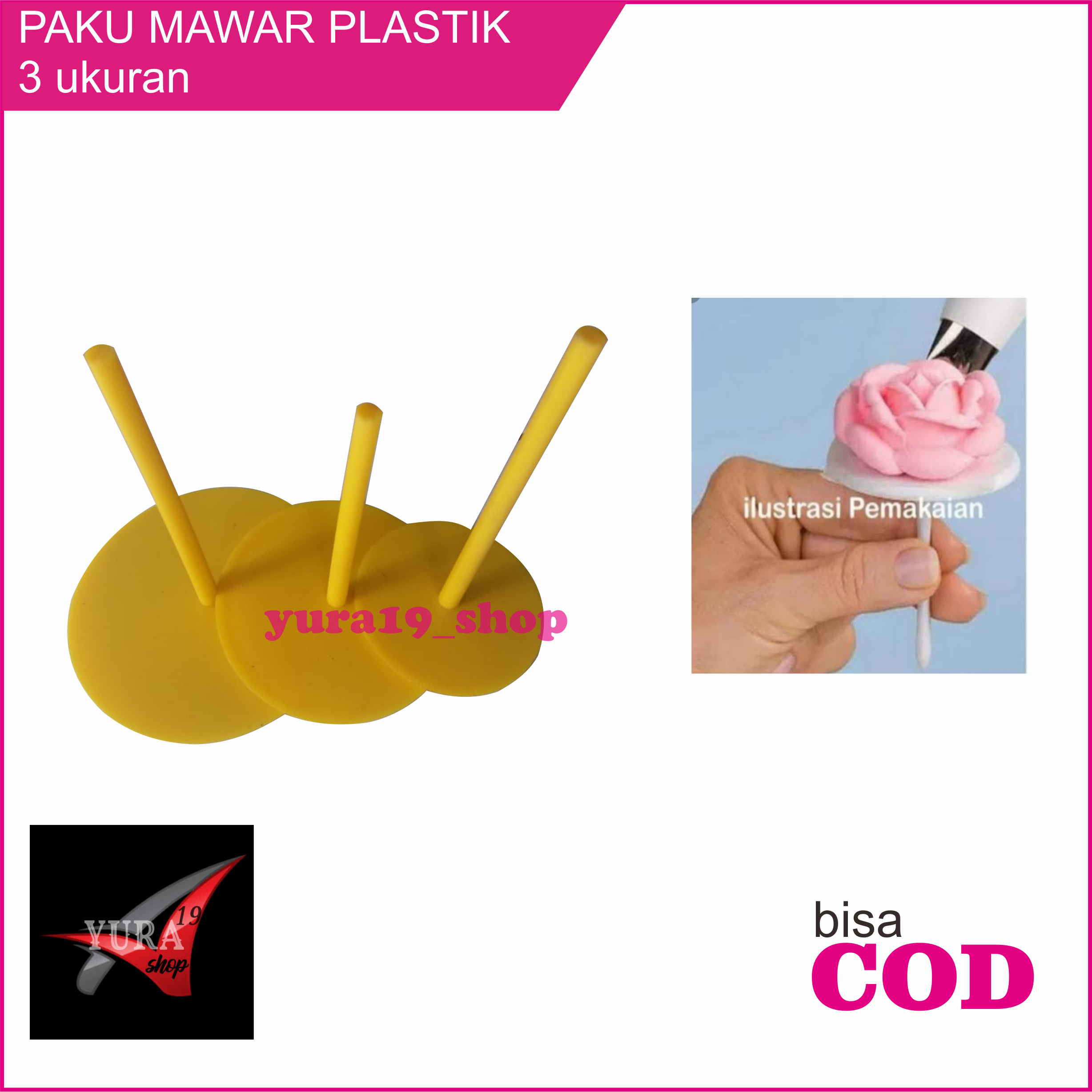 paku mawar plastik isi 3 pcs beda ukuran/alat penghias kue/alat dapur ...