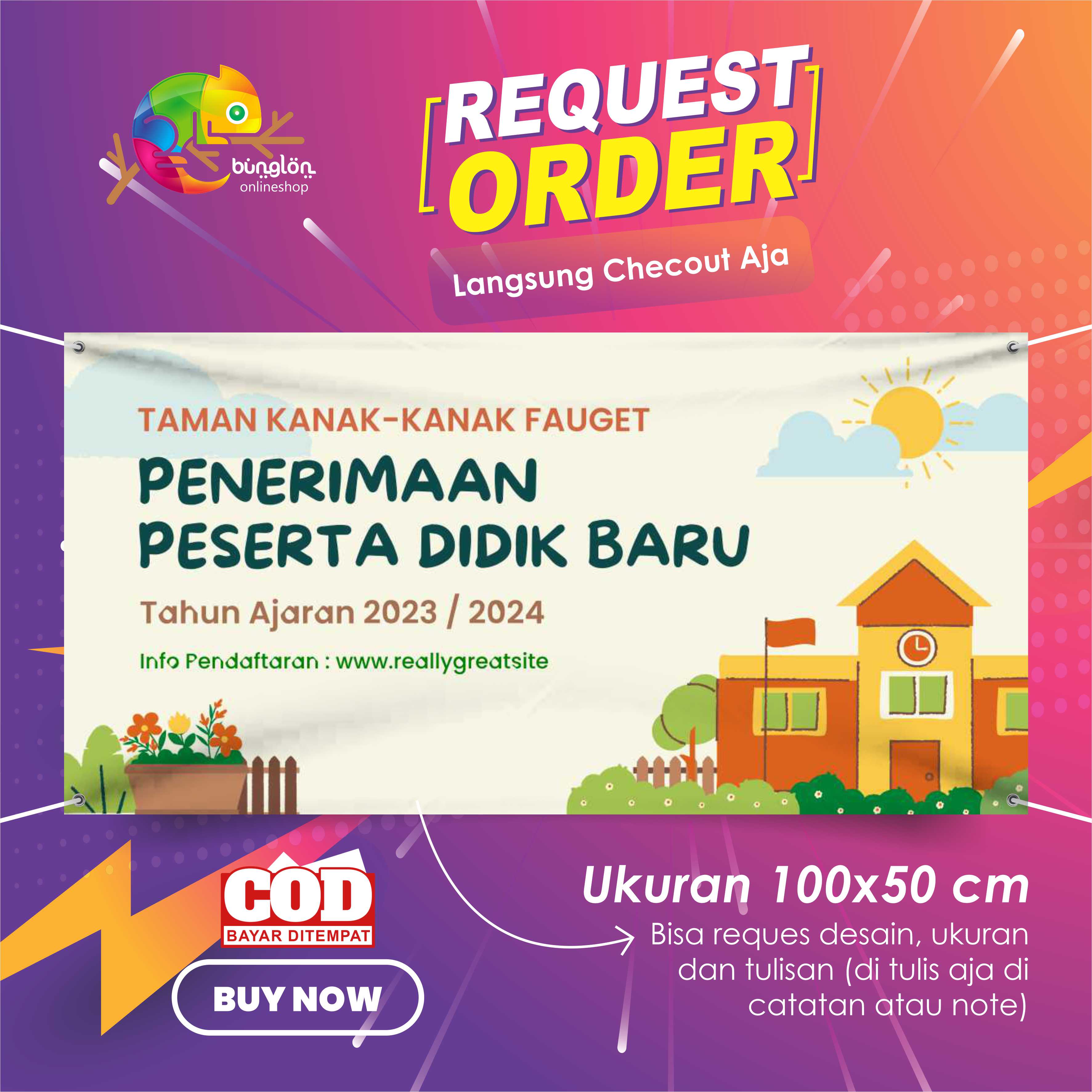 Spanduk Banner 100x50 Penerimaan Siswa Baru, Spanduk PPDB Sekolah ...