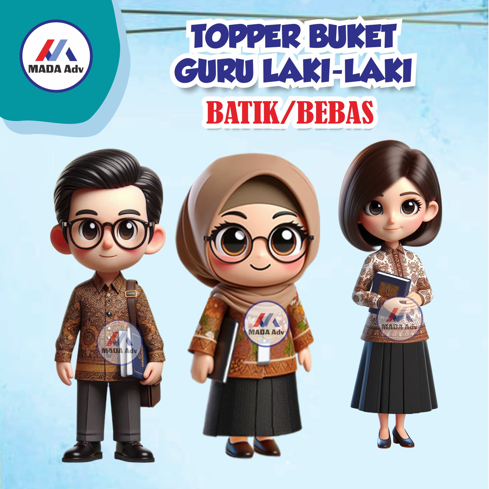 Topper Guru isi 10 / Topper Buket Hari Guru/ Topper Guru 3D/ Topper ...