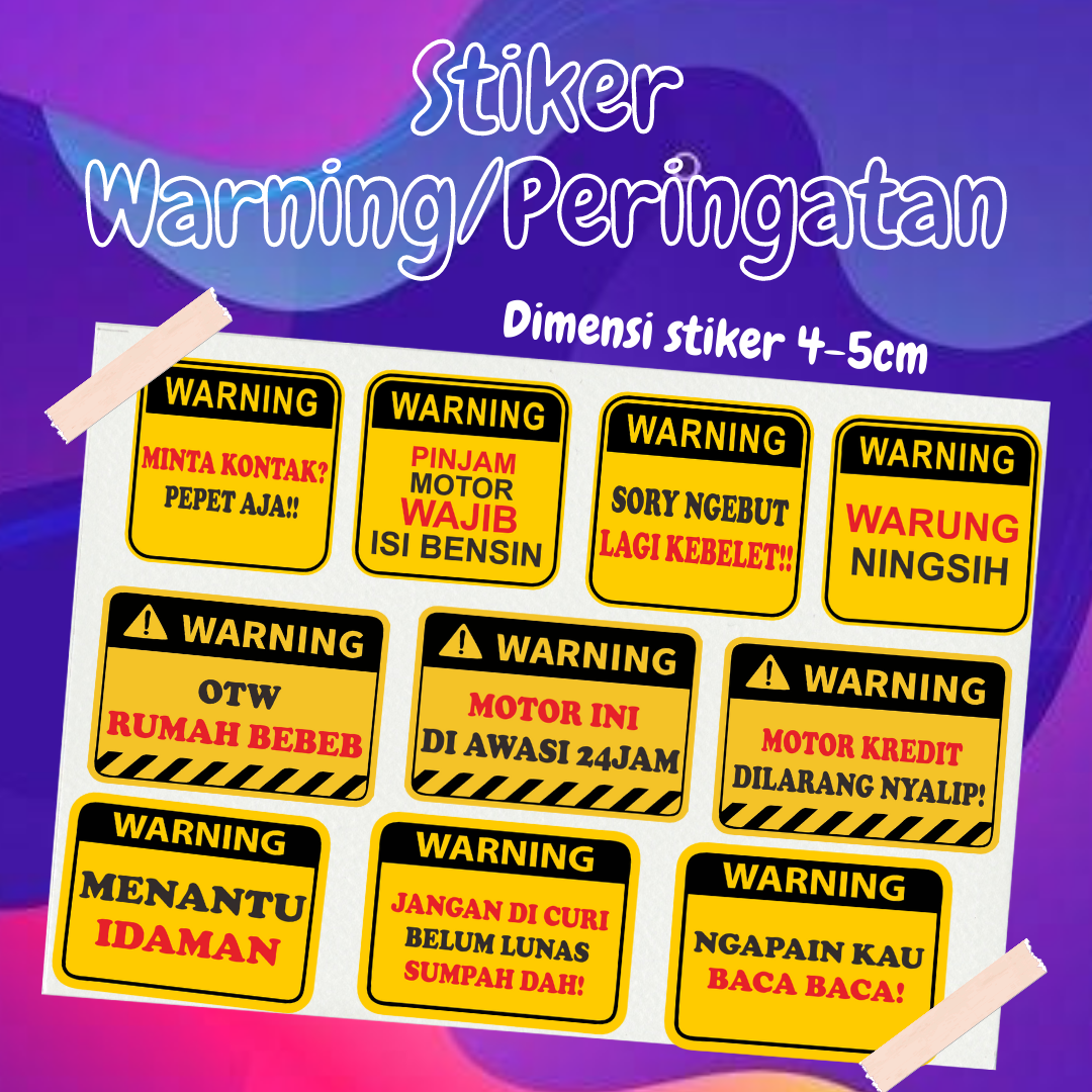 Stiker Warning / Sticker Peringatan / Sticker Motor / Stiker Unik ...