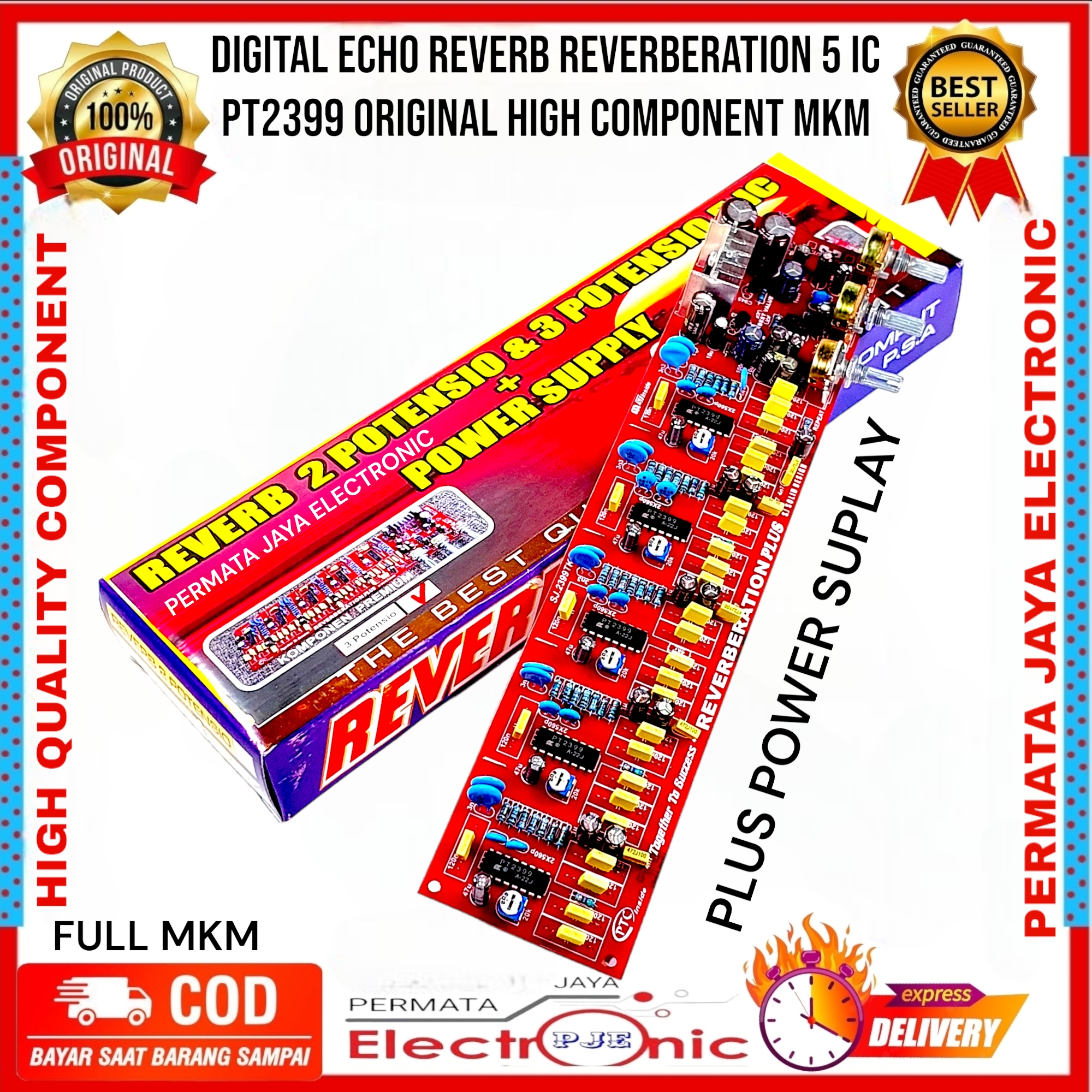 Digital ECHO Reverb Reverberation 5 IC PT2399 komponen super | Lazada ...