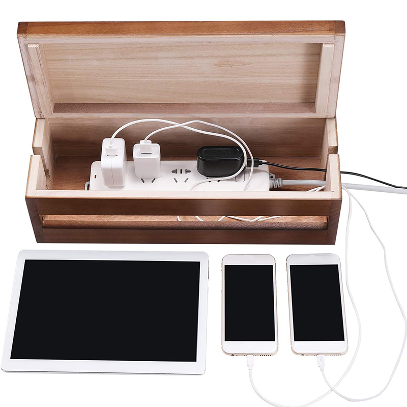 Cable Management Box Wooden Cord Organizer Box for Extension Cord Power ...
