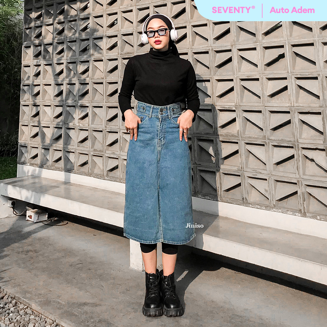 JINISO - Highwaist Rok Jeans Panjang 981 SEVENTY | Lazada Indonesia