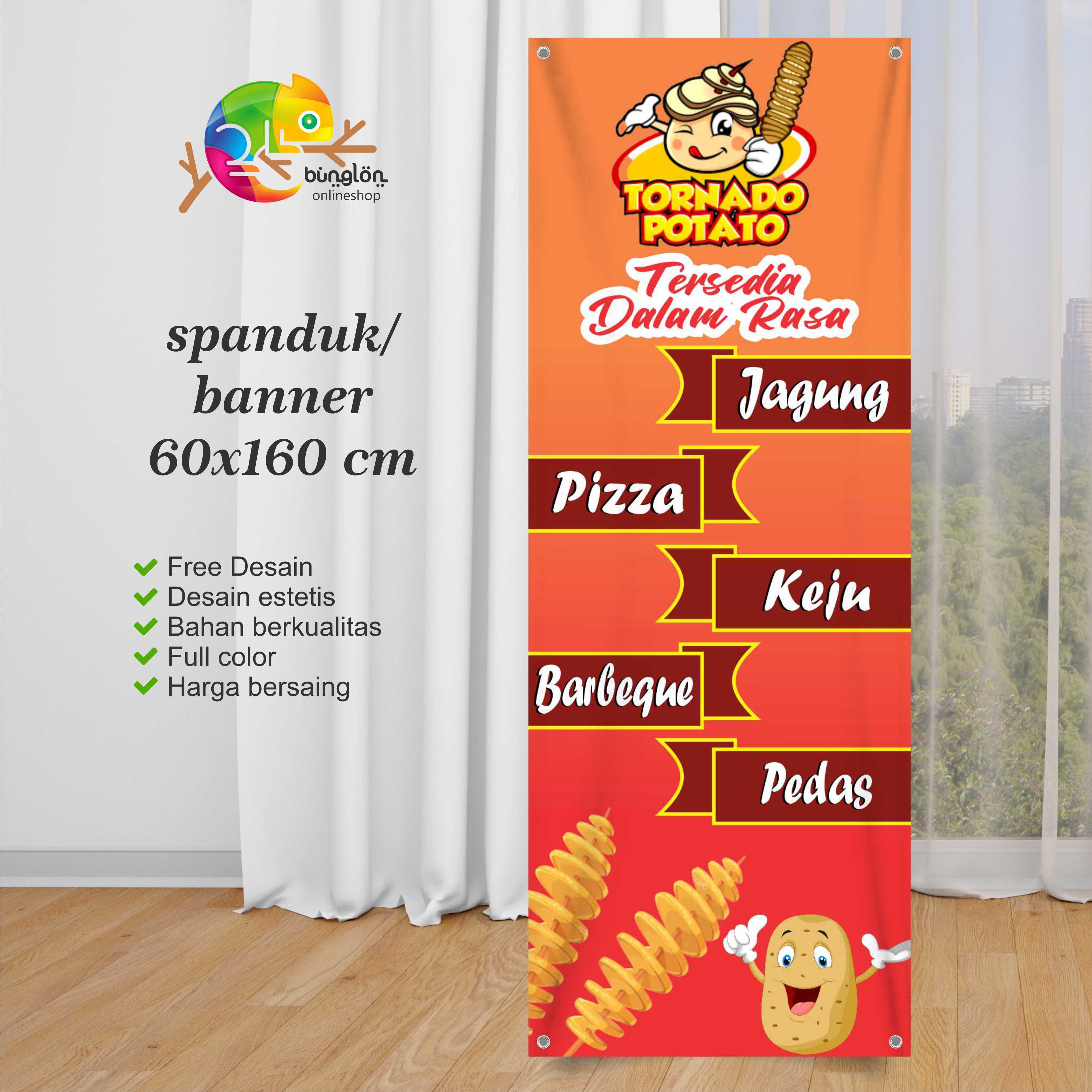 Spanduk 60x160 Banner Tornado Potato Kentang Custom Desain | Lazada ...