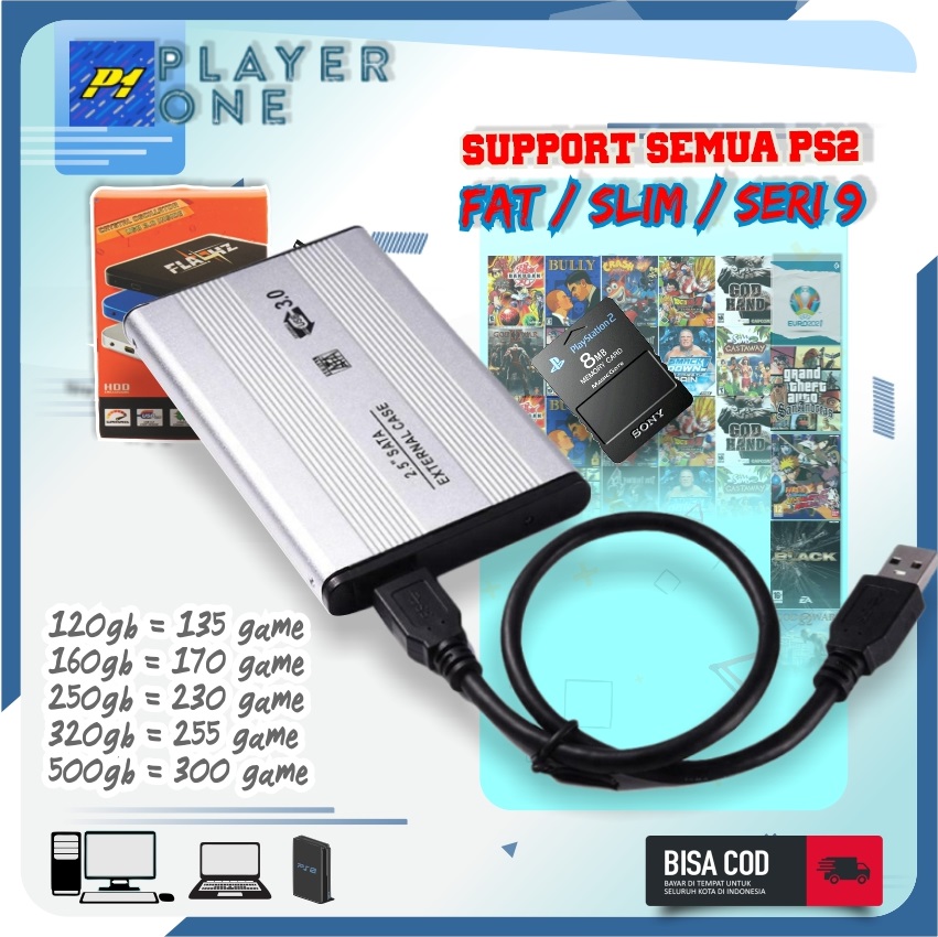 HDD PS2 320GB - Hardisk Eksternal PS2 - Support Semua Type PS2 / FAT / SLIM / LANGSUNG MAIN ...