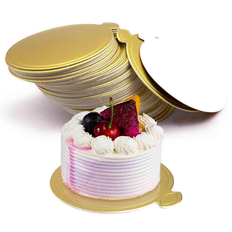 Mini Round Golden Cardboard Cake Base, Mousse Cake Plate, 100 Pieces ...