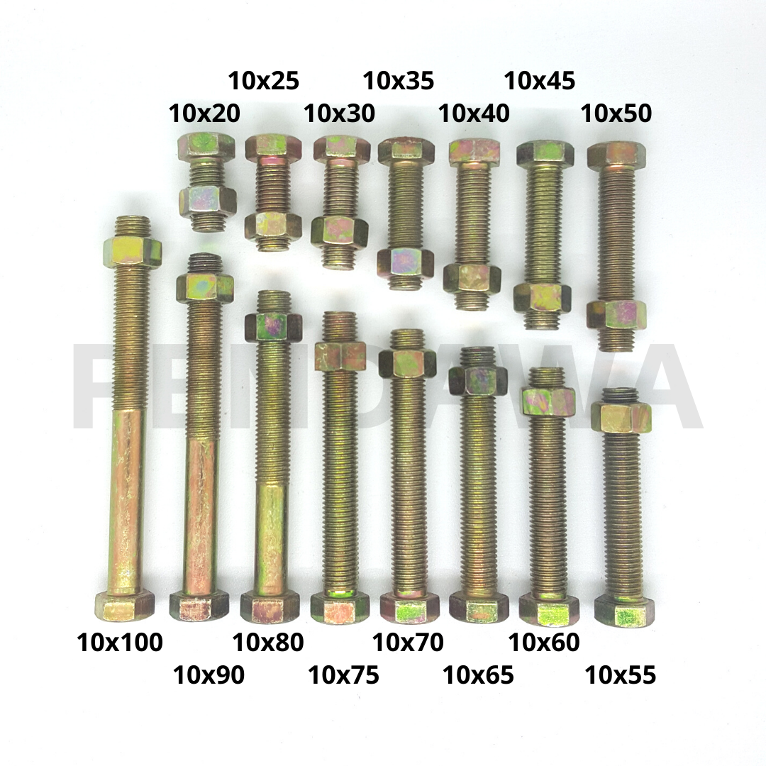 [1PC] Baut Mur Kuning 10 BMK 10 P 1.25 Kunci 14 Merk TMS | Lazada Indonesia