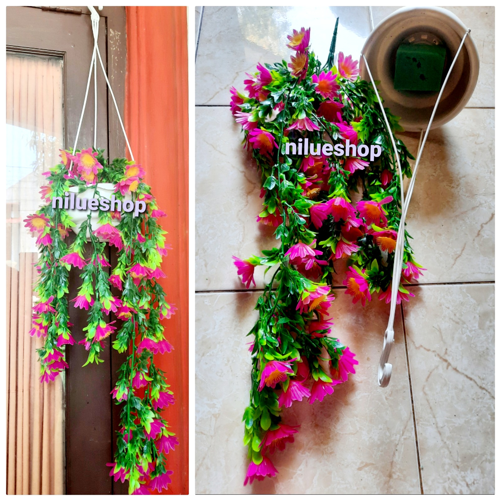 Hiasan Decorasi Home/ Artificial Bunga Rambat Desi Dengan vas Gantung ...