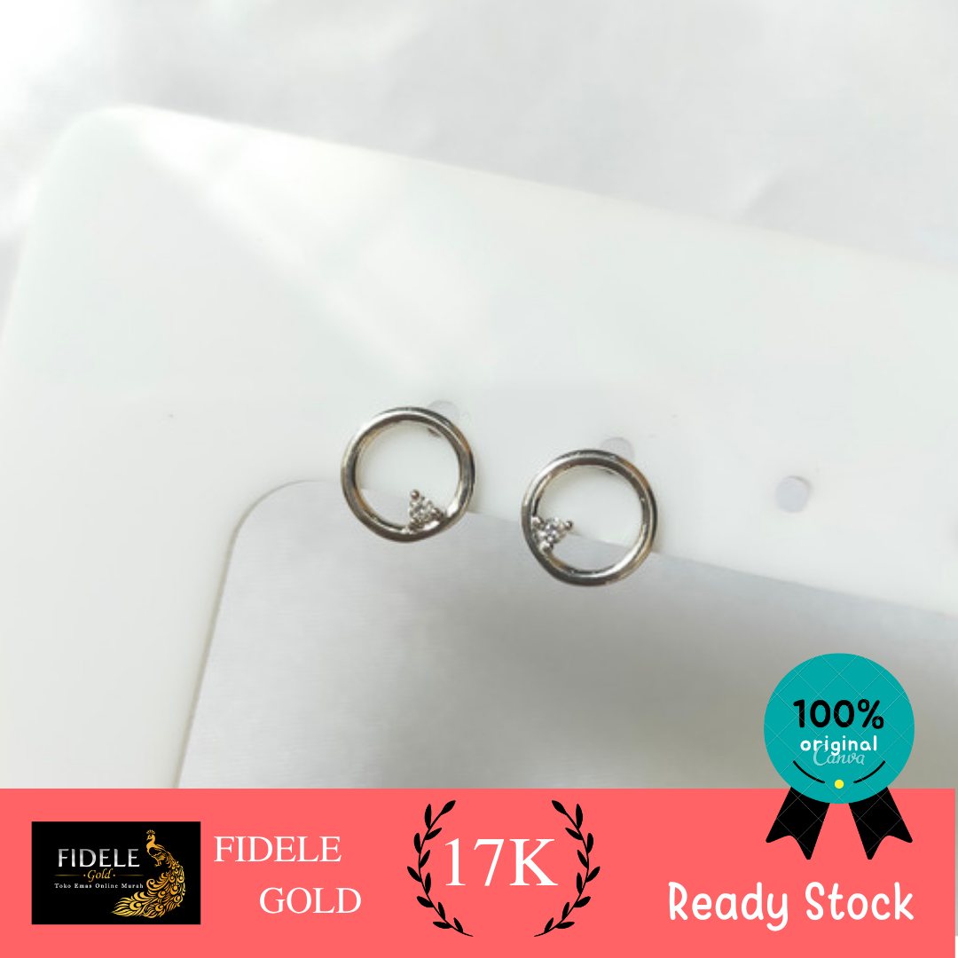 Anting tusuk simple polos emas asli 750 17k kadar tua | Lazada Indonesia