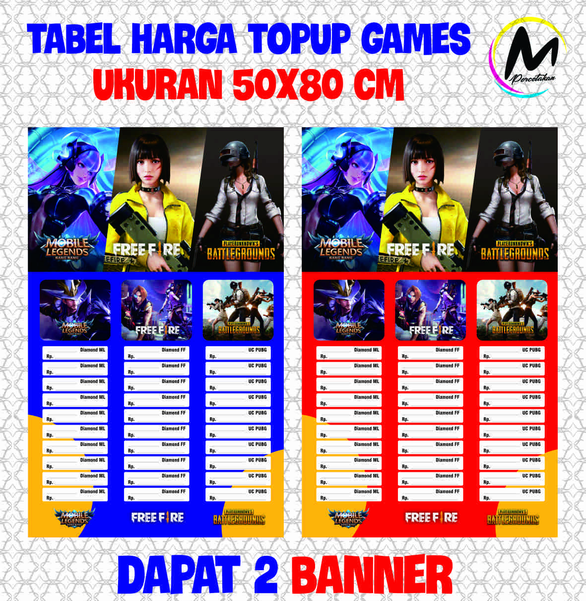 Banner Tabel Harga Games - Ukuran 50x80 Cm | Lazada Indonesia