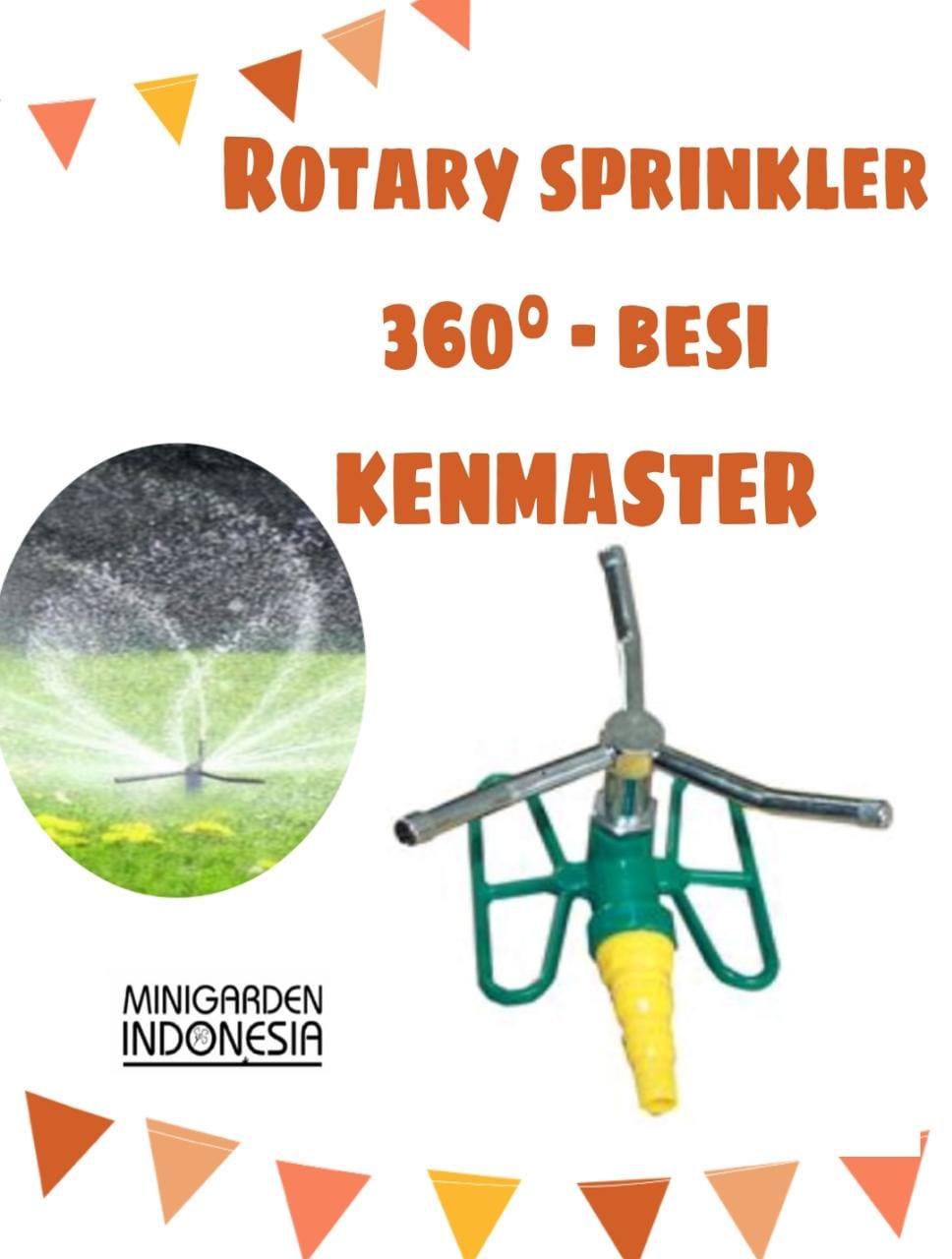 ROTARY SPRINKLER 360 DERAJAT SPRINKLE BESI KENMASTER 3 KEPALA PUTAR ...